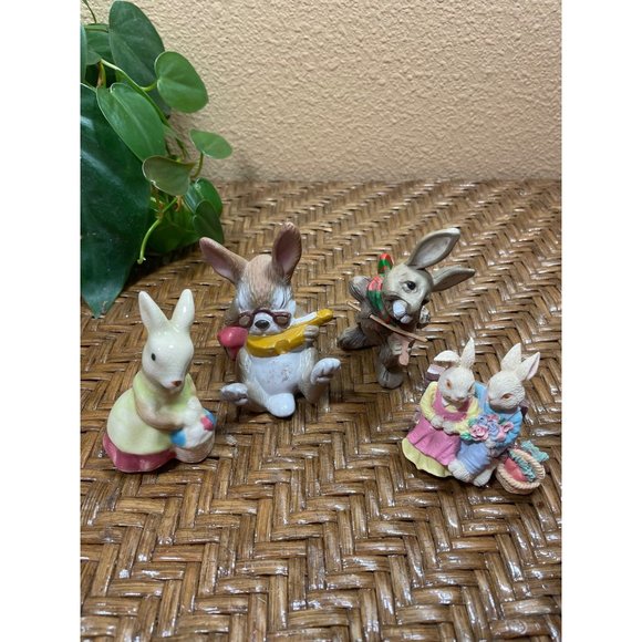 None | Holiday | Collection Of Miniature Rabbits Lot Of Four Beautiful ...